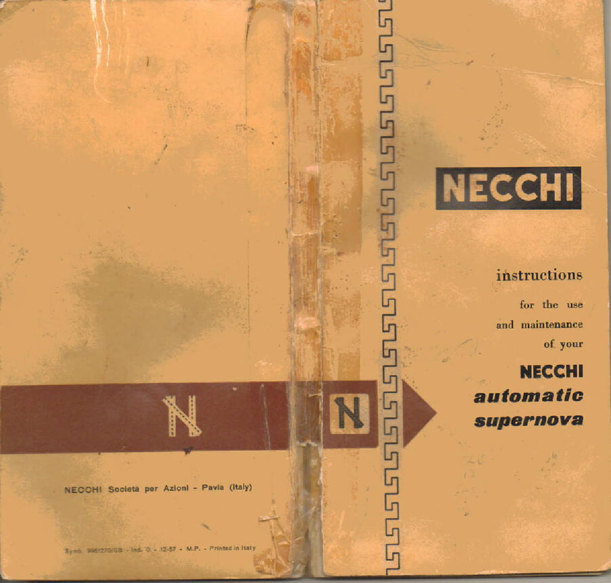 Necchi Automatic Supernova Sewing Machine User Manual (1957 Edition) by ...